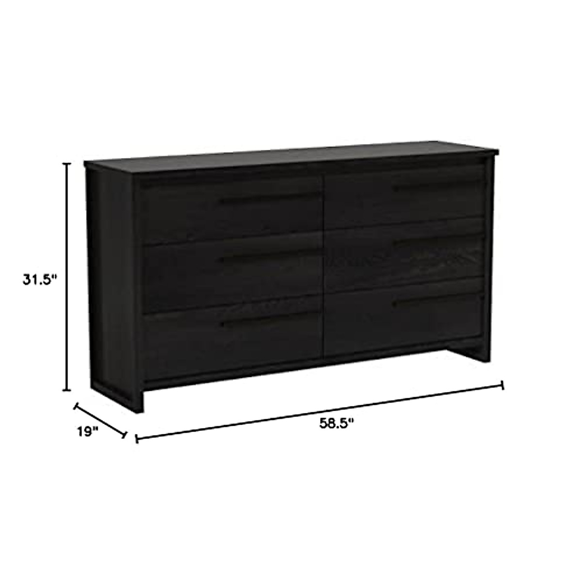 South Shore Tao 6-Drawer Double Dresser, Grey Oak with Wooden Handles