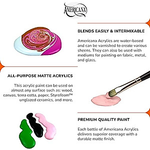 DecoArt Americana Acrylics Paint, Set of 18 Popular Colors, 2 fl oz Bottle (Pack of 18)