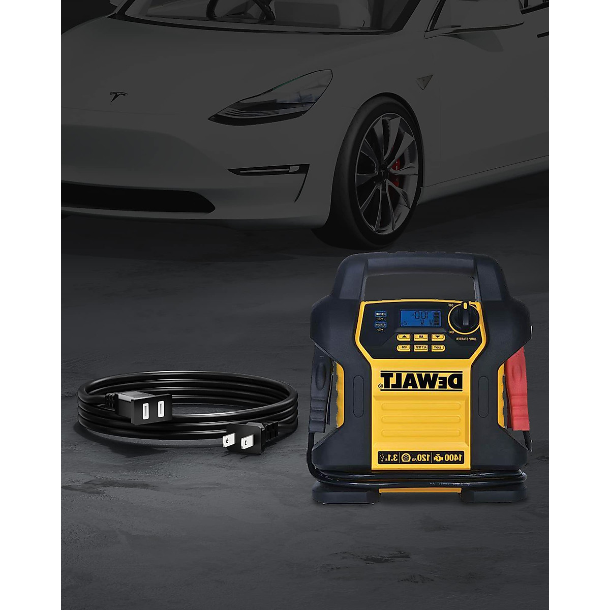 WUKUR Power Cord for Dewalt DXAEJ14 1400 Peak Amp Car Jump Starter DXAEPS2 Professional 12V Power Supply Car Power Source Station Power Cord 4.9FT Black