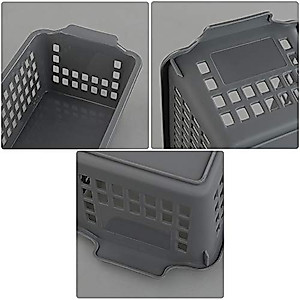 Gloreen Slim Pencil Plastic Basket, Grey Narrow Spices Storage Baskets, 6 Packs