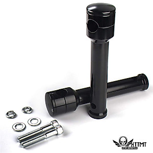 HongK- Smooth Black Straight 8" Rise 1" 25mm Mount Handlebar Risers Compatible With Harley Round Smooth Riser Caps