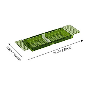 LUOZZY Bathtub Tray Bath Tub Caddy Tray Table Adjustable Bath tub Table Shelf Bath Organizer Bathtub Accessories, Green