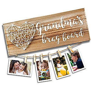 VILIGHT Grandma Gifts from Granddaughter and Grandson - Grandma’s Brag Board - Nana Granny Picture Frame Photo Holder - 13.5x5.5 Inches