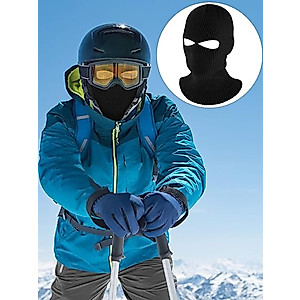 HESTYA 2 Holes Ski Masks Winter Balaclava Knitted Full Face Cover Mask Beanie Hat for Men Women Cold Weather Outdoor Sports(Black, White, Grey, Medium)
