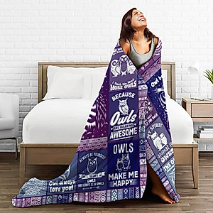 Homieblanket Owl Blanket for Boys Girls, Cute Owl Themed Design Printed Purple Throw Blankets for Kids Lap, Chair Sofa, Warm Soft Cozy Blanket, 40"x 50"