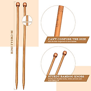 2 Pcs Bamboo Knitting Needles Set Straight Single Pointed Knitting Needle Length 14 Inch Knitting Supplies Knitting Needles for Beginners Handmade (8 mm)