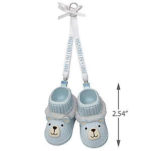 Hallmark Keepsake 1599QGO2359 Christmas Ornament 2019 Year Dated, Baby Boy’s First Christmas Blue Teddy Bear Booties, Baby Boy's First Christmas