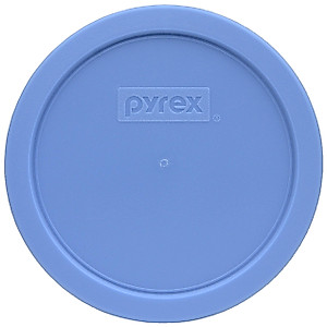 Pyrex 7401-PC 3-cup Blue Cornflower Round Plastic Food Storage Replacement Lids - 2 Pack