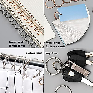 ZESLMG 24 PCS Chrome Shower Curtain Rings and Hooks, Rustproof Silver Metal Shower Rings for Bathroom, 2 Inch Loose Leaf Binder Rings
