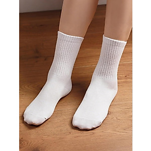 COTTON DAY Unisex School Kids Boys Girls Soft Cotton White Athletic Socks 4-6 Years All White Size S (6)