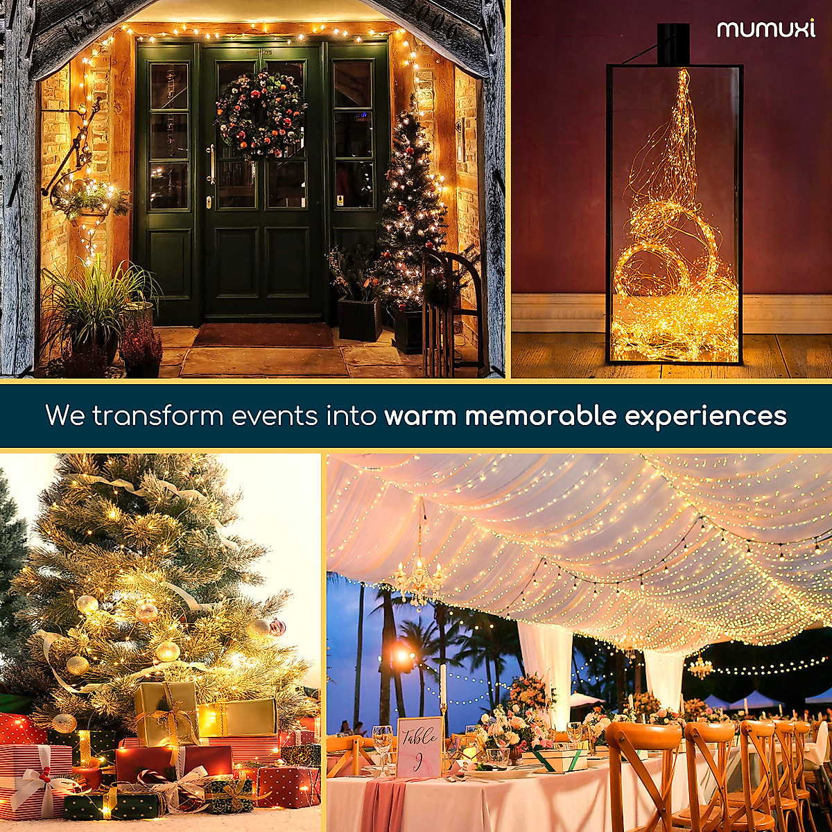 MUMUXI 33ft 100 LED Outdoor Fairy Lights, Timer Battery Operated Twinkle Lights with Remote [2 Pack], Christmas Outdoor String Lights Battery Operated, White Warm Outdoor Twinkle Lights Waterproof