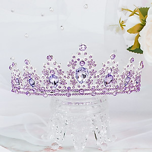 SuPoo Purple Birthday Sash and Crown Kit Princess Crown Birthday Tiara Birthday Girl Crown with Comb Glitter Birthday Sash for Women Crystal Tiaras for Girls Headband Happy Birthday Decorations Gifts