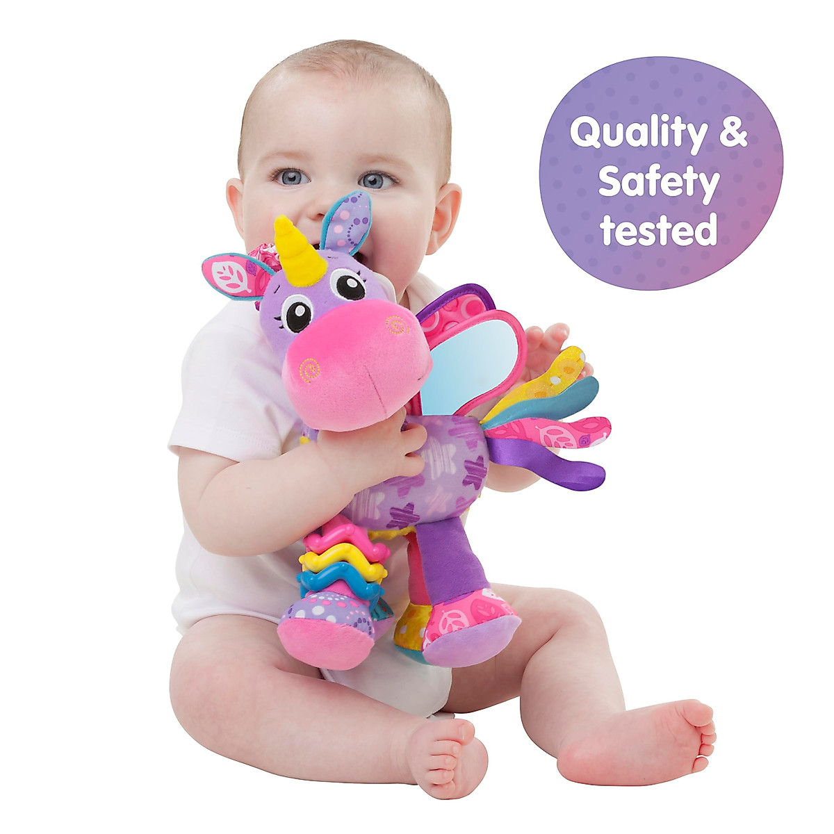 Playgro Baby Toy Activity Friend Stella Unicorn 0186981 for baby infant toddler children is Encouraging Imagination with STEM/STEAM for a bright future - Great Start for A World of Learning