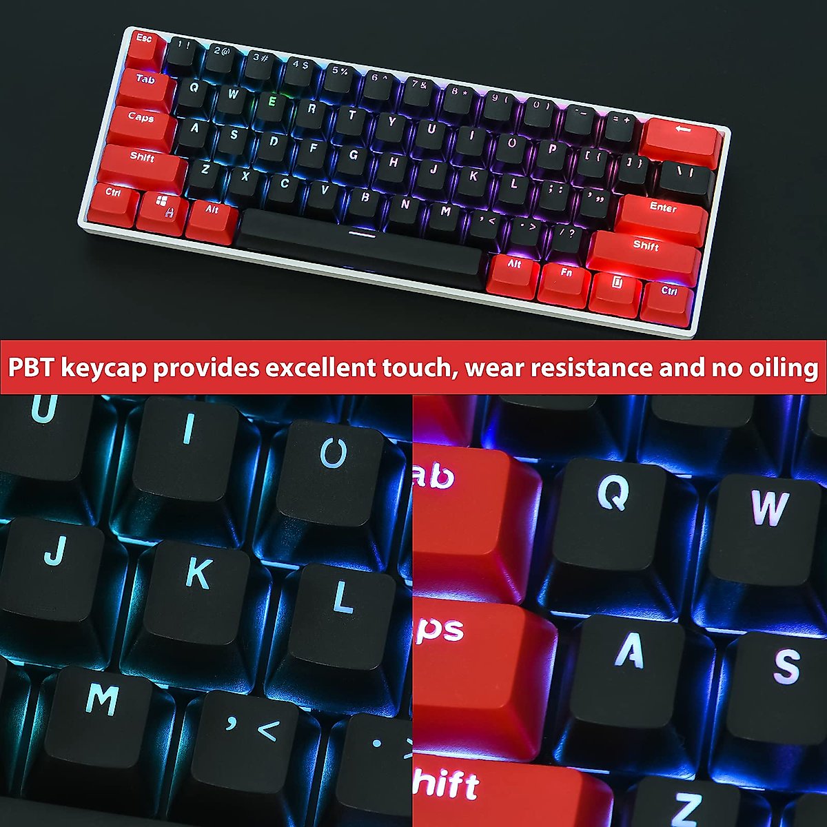 60% Red Keycaps 60 Percent Custom Ducky Keycap OEM with Key Puller for Cherry MX switch/RK61/Mechanical Gaming Keyboard(Only Sell Keycaps)