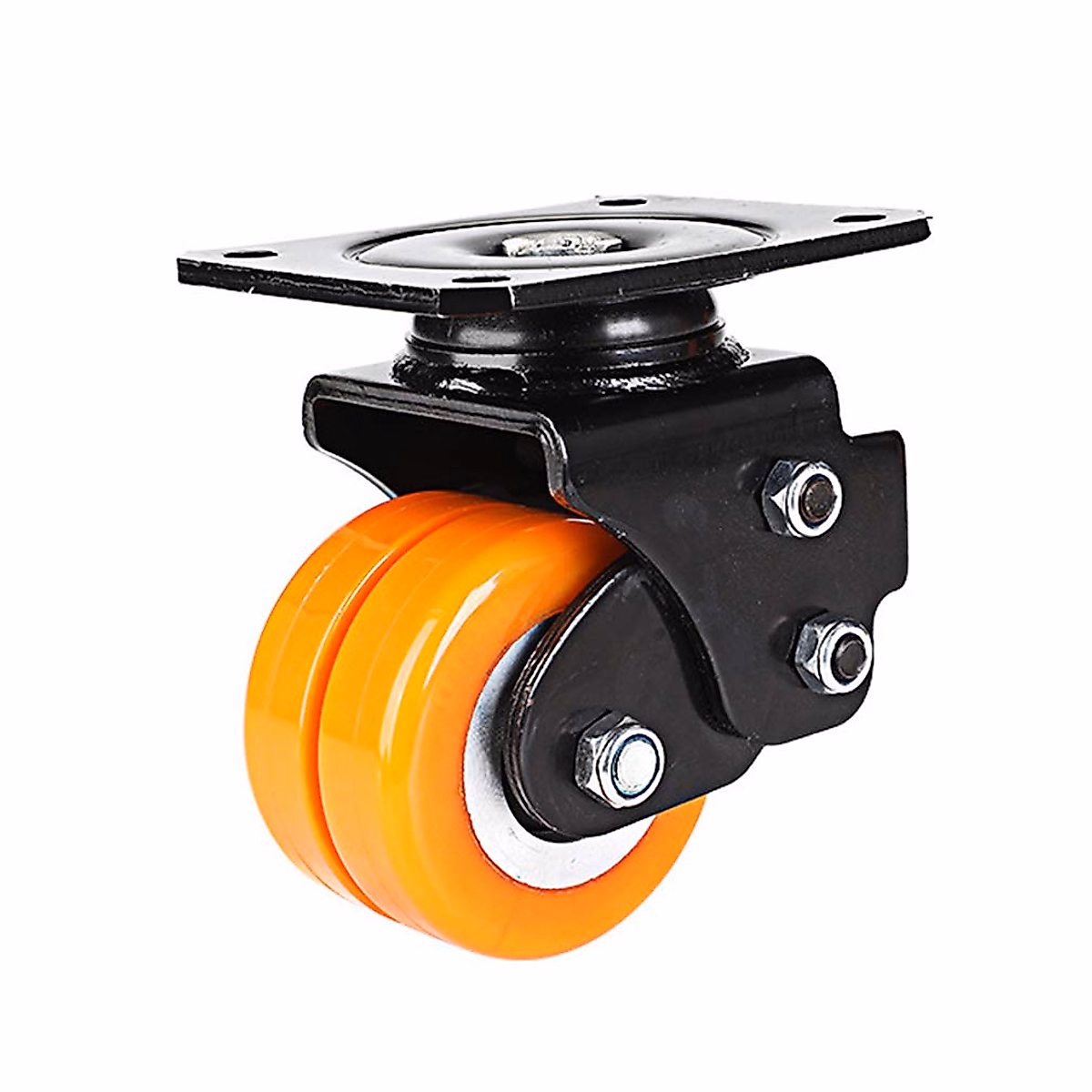 Chair Castors,Swivel Caster Wheels,Yellow Swivel Gate Wheel Polyurethane Plate Caster Fence Hardware,Heavy Duty Double Wheel,Scalable Double Spring Loaded,Secondary Shock Absorption,Plane Bearing,for