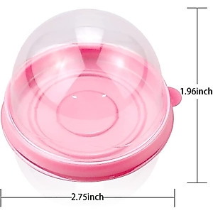 Pralb 100 Set Clear Plastic Mini Cupcake Boxes Muffin Pod Dome Muffin Single Container Box Wedding Birthday Gifts Supplies for Cheese Pastry Dessert Mooncake (round, pink)