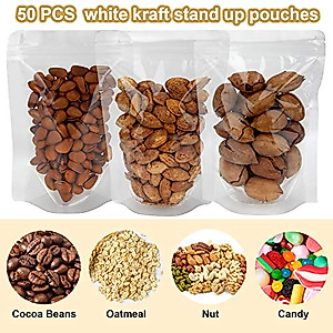 Blisstime 50 Pack Stand Up Pouch Bags, Resealable Clear Zip Lock Pouches With Tear Notch for Food Packing (3.9 X 5.9IN)