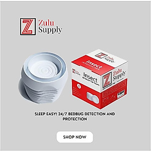 Zulu Supply Bed Bug Interceptors, Traps, 8 Pack, Bedbug Monitor, Insect Detector for Bed Legs or Furniture (White 8-Pack)