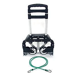 Aluminium Portable Folding Collapsible Push Truck,Hand Trolley Luggage Hand Cart and Dolly 165.35 lbs (75kg) for Home, Auto, Office,Travel Use (Black)