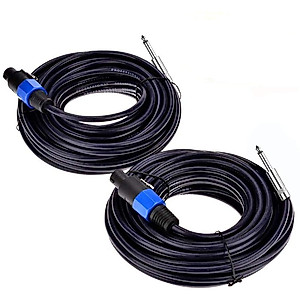 Yuyaokk 2Pack 25 ft Speakon to 1/4" Male Speaker Cables, Professional 12 Gauge AWG Wire Audio Amplifier Connection Cord, DJ/PA Wire with Twist Lock.