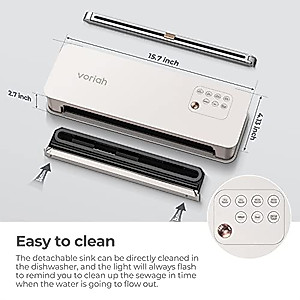 Vacuum Sealer Machine, voriah automatic smart touch screen Vacuum Sealer Machine (automatic & manual optional)，9-in-1 multi-function sealing mode For food preservation and storage，Pow erful Dual Pumps Food Air Sealing System, Sous Vide ，machine washabl