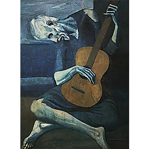 3 Pack - Vitruvian Man by Leonardo Da Vinci + The Old Guitarist by Pablo Picasso + Van Gogh Skeleton Poster - Fine Art Prints (Laminated, 18" x 24")