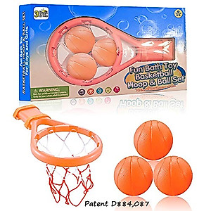 3 Bees & Me Bath Toy Basketball Hoop & Balls Set for Boys and Girls - Kid & Toddler Bath Toys Gift