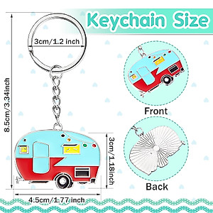 Hicarer Camper Keychain Camper Accessories for Travel Trailers Retro Camping RV Keychain Set for Travel (4 Pieces)