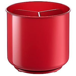 Extra Large Rotating Red Utensil Holder with Sturdy No-Tip Weighted Base, Removable Divider, and Gripped Insert | Rust Proof and Dishwasher Safe Kitchen Utensils Holder by Cooler Kitchen 7*7 Inches