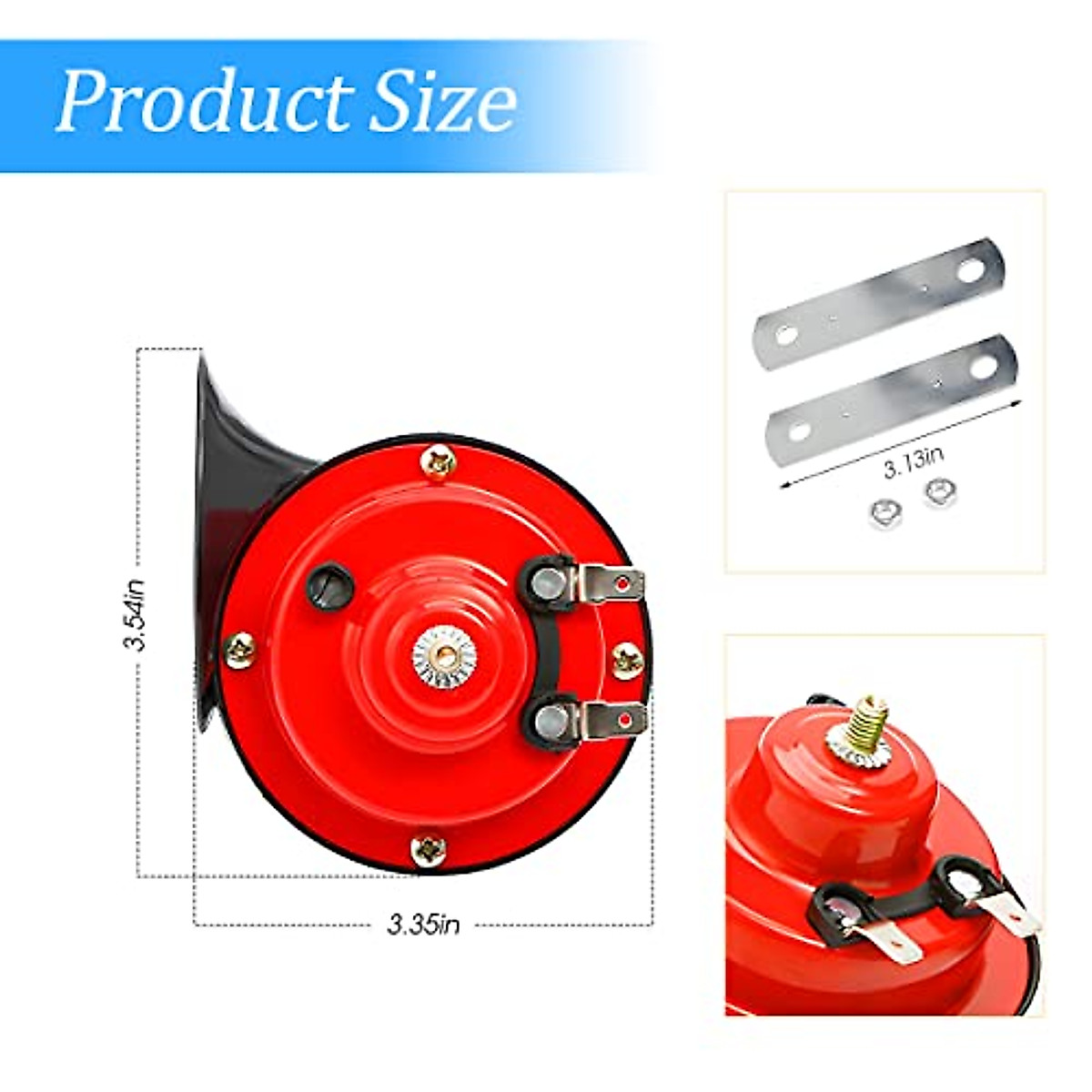 Super Loud Train Horns, 12V Waterproof Durable Car Air Electric Snail Horn, Raging Sound Air Horns Replacement Kit, Automotive Accessories Universal for Car, Motorcycle, Truck, Bike, Boat (Red)