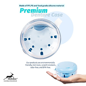 Denture cup, Definitely No-Leak Denture Bath Box for Traveling Perfectly, Denture Cup with Strainer & Mirror(White)