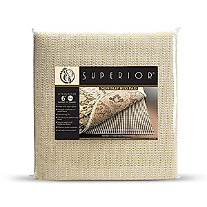 Superior Premium Easy Install Light-Weight Strong Grip Textured Rubber, Reversible Beige Hard Floor Surface Protection Area Rug Pad, 9' x 12', cream