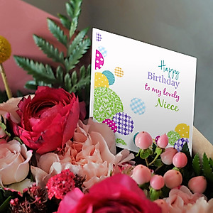 Happy Birthday my lovely Niece - colorful dots on white - Greeting Card, 6 x 6 inches, single (gc_165143_5)