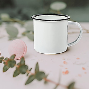 Cabilock Camping Tin Mug Camping Tea Mugs Vintage Coffee Tea Mug Drinking Mugs Cups Hot Pot Iron Water Cup Small Wine Cups for Home Office Travel Camping Picnic (White) Vintage Tea Mugs Picnic Cups