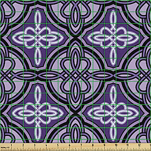 Ambesonne Celtic Fabric by The Yard, Unique Celtic Knot with Swirling and Twisted Line Details Print, Decorative Fabric for Upholstery and Home Accents, 1 Yard, Violet Lilac