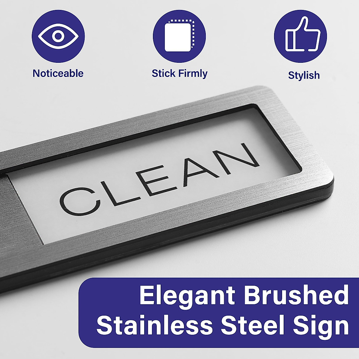 Dishwasher Magnet Clean Dirty Sign - Stainless Steel Dishwasher Magnetic Sign - Clean & Dirty Dishwasher Slider Easy to Indicator - Kitchen Gadgets