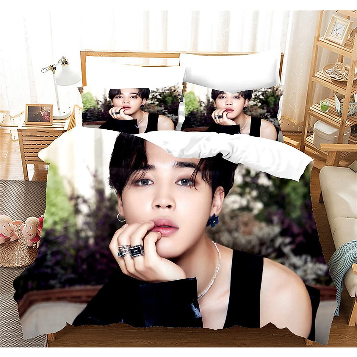 DAIRUINI Kpop Map of The Soul 7 Bedding Set Jimin Suga Jungkook V Twin King Queen Full 3Pcs Quilt Cover Pillow Cases Set,A-964,Queen:90"x90"/229 * 229cm