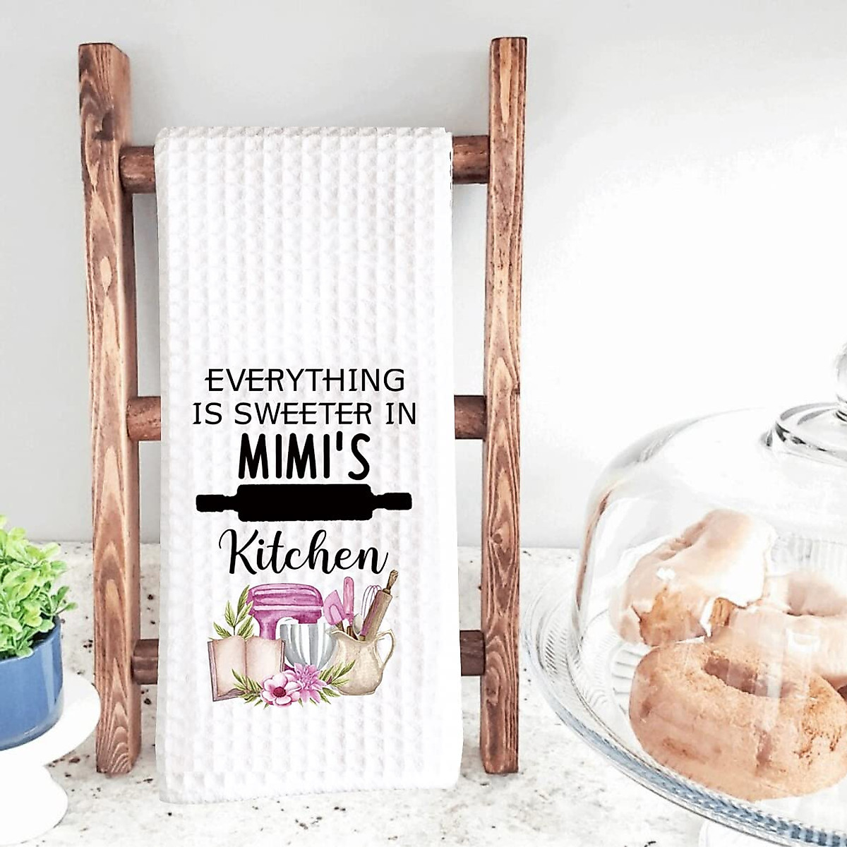 TSOTMO Mimi Gift Mimi Everything is Sweeter in Mimi’s Kitchen Grandma Kitchen Towel Dish Towel (Sweeter Mimi)