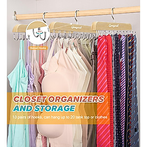 Gomyrod Bra Hanger for Closet, Tank Top Hanger 2 Pack w/20 Hooks Holds 40 Bras, Capacity Foldable Wood Space Saving Hanger, 360°Rotating Closet Organizers and Storage for Dorm & Apartment