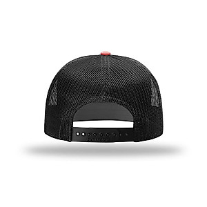 Richardson 168 Hi-Pro Trucker Snapback Cap Bundle with THP Hat & Clothing Brush (Red/Black)