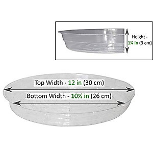 Clear Plant Saucers - 12 Inch - Excellent For Indoor & Outdoor Plants (5 Pack)