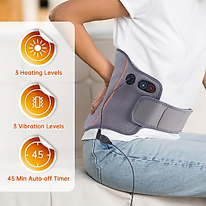 Comfheat Back Heating Pad with Vibration Massage for Lower Back Pain Relief USB Lumbar Heating Pads for Car Travel, Heated Waist Belt Warm Therapy Helpful for Lumbar Spine, Cramps (Non-Rechargeable)
