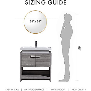 SHERBECK Black Round Bathroom Mirror Circle Wall Mirror 24X24 Wall Mounted Mirror for Living Room,Bedroom,Entryways Vanity(Black,24")