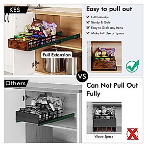 KES Pull Out Cabinet Organizer, 12" Wide Kitchen Slide Out Cabinet Drawer Organizer for Kitchen, Slide Out Wood Pull Out Drawer Storage Shelves with Soft Close, KPO503W30D53-BK