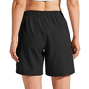 Willit Women's Shorts Hiking Cargo Shorts Quick Dry Golf Active Athletic Shorts 7" Lightweight Summer Shorts with Pockets Black L