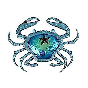 LIFFY Metal Crab Wall Art Decor Ocean Wall Hanging Coastal Wall Sculptures Beach Theme Wall Decoration for Indoor Outdoor Bathroom Bedroom Living Room Garden Pool Patio