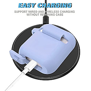 Silicone Airpods Case Cover,Wonjury Protective Case with Bracelet Keychain for Women Girls,Skin for Air Pod 2 & 1 Charging Case, Denim Blue