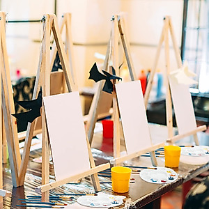 52 Pcs Paint Set Includes 4 Pcs 8 x 10 Inch Canvases 4 Pcs 7 x 9.5 Inches Wood Easel 40 Nylon Hair Painting Brushes 4 Plastic Palettes Painting Supplies Kit for Kids Adults Painting Party