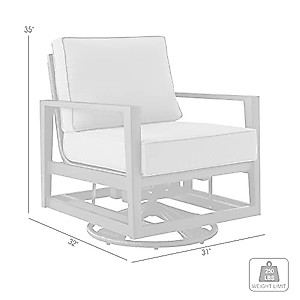 Armen Living Grand Black Aluminum Outdoor Swivel Glider Chair with Dark Gray Cushions