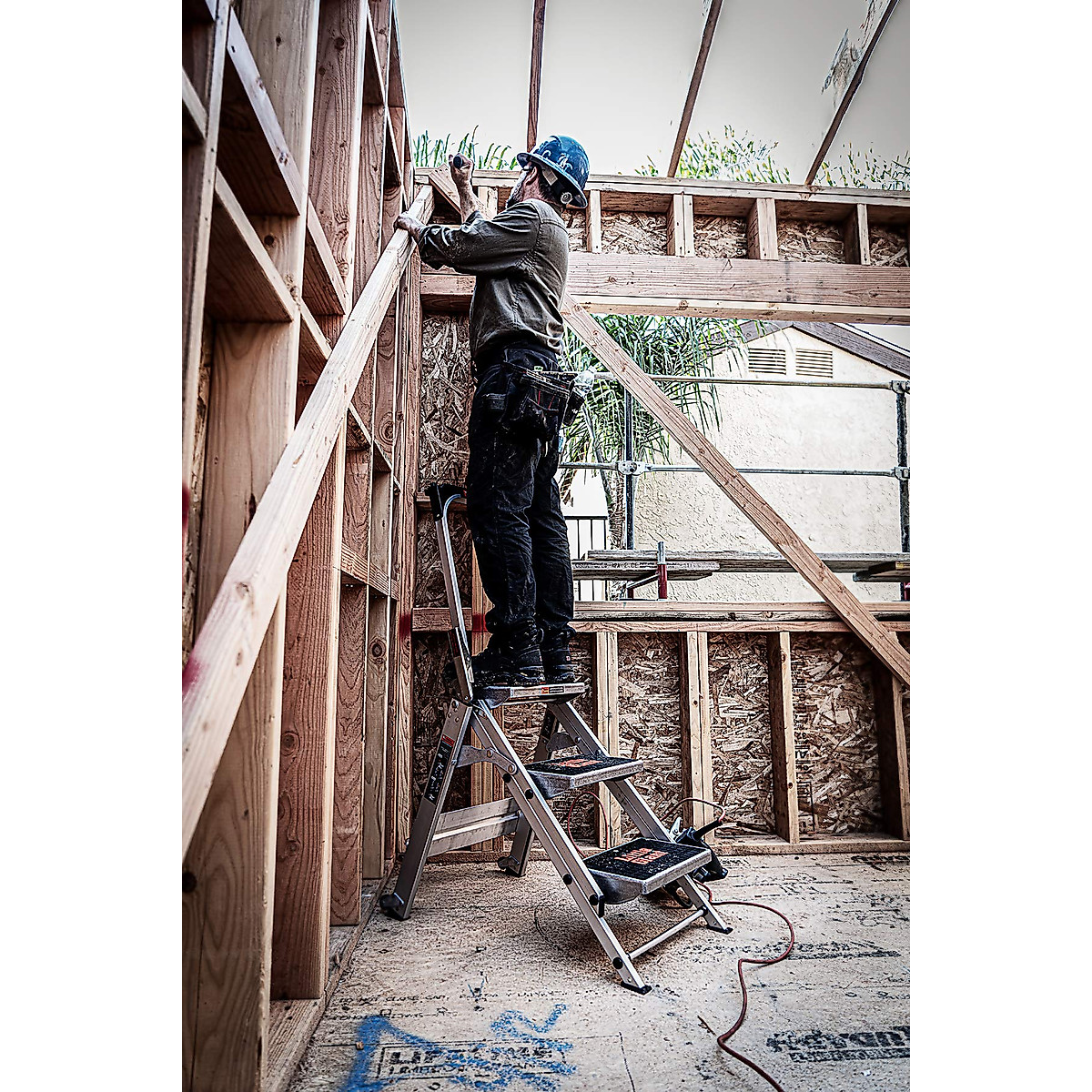 Little Giant Ladders Safety Step 3-Step Aluminum Step Stool (10310BA) and Little Giant Ladders Jumbo Step 2-Step Aluminum Step Stool (11902), Silver